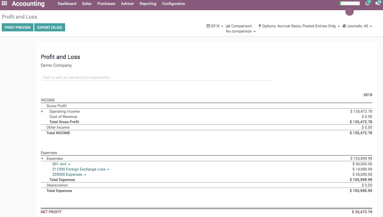 Odoo Dynamic Financial Report