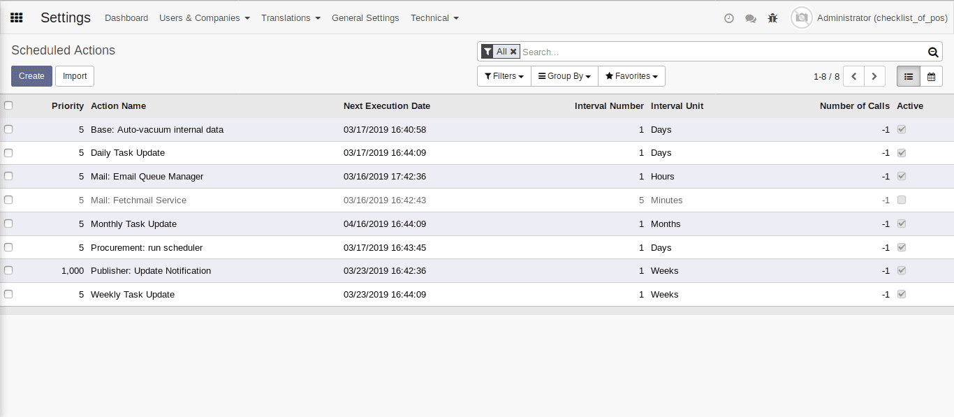 POS Cashier Checklist in Odoo